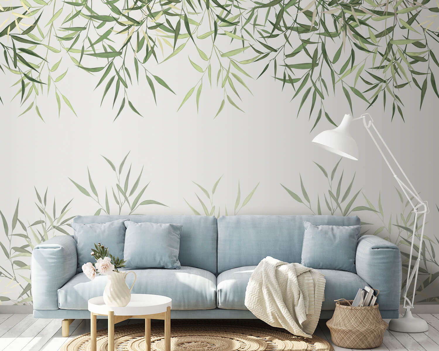 Wall murals Delicate bamboo leaves on soft background. : u95355 - Tapeko.ie
