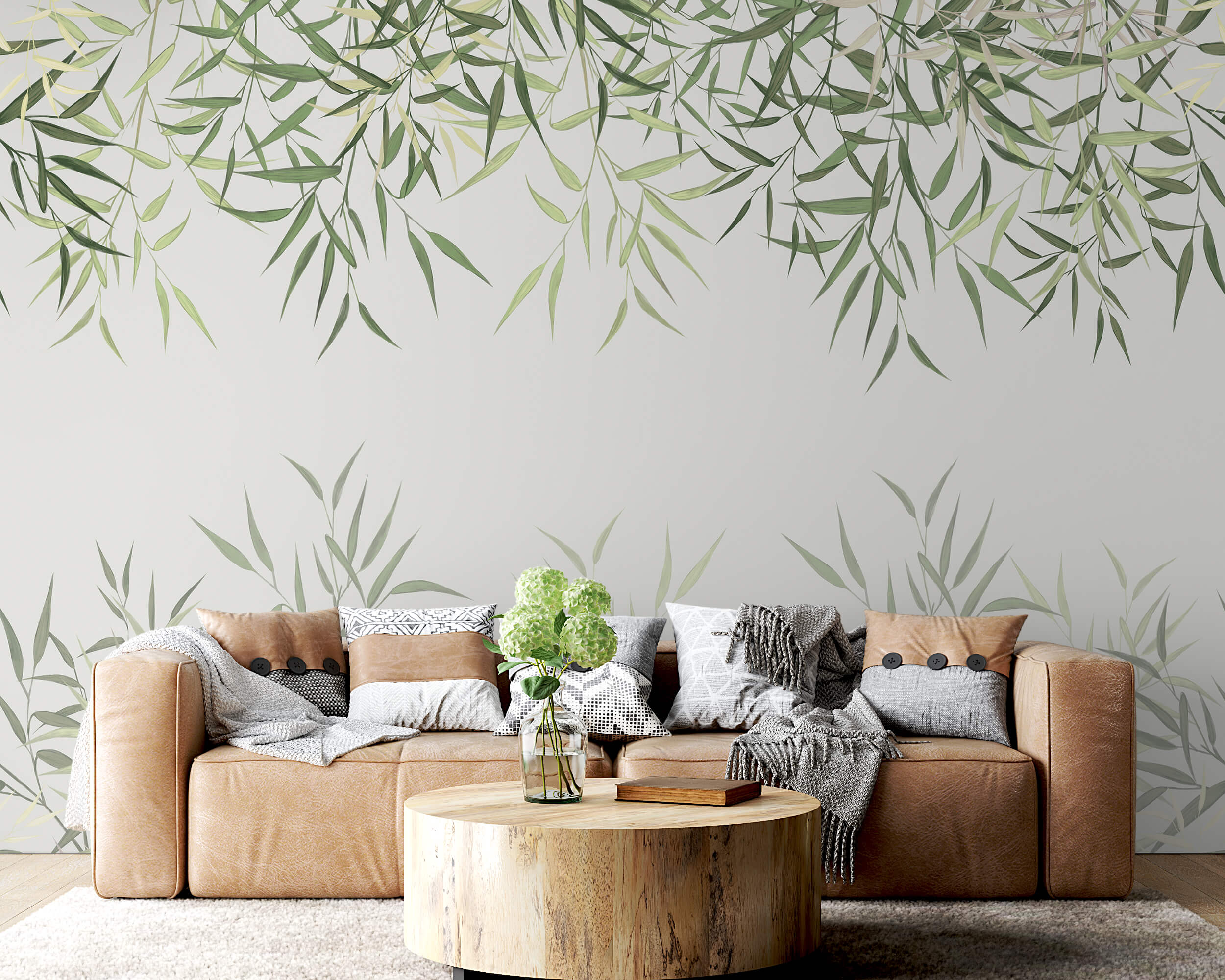 Wall murals Delicate bamboo leaves on soft background. : u95355 - Tapeko.ie