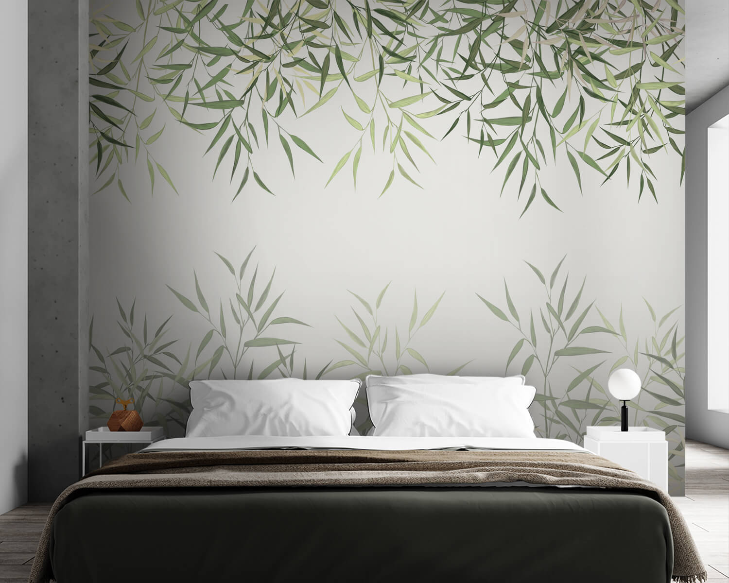 Wall murals Delicate bamboo leaves on soft background. : u95355 - Tapeko.ie