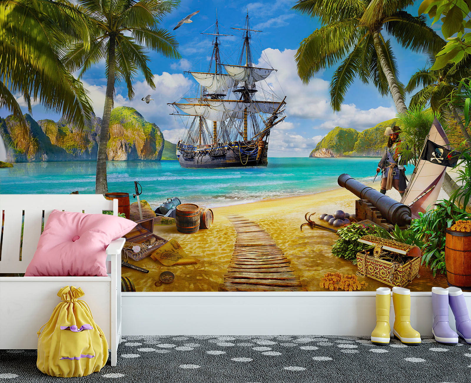 Wall murals Pirate ship on a beach : u62419 - Tapeko.ie