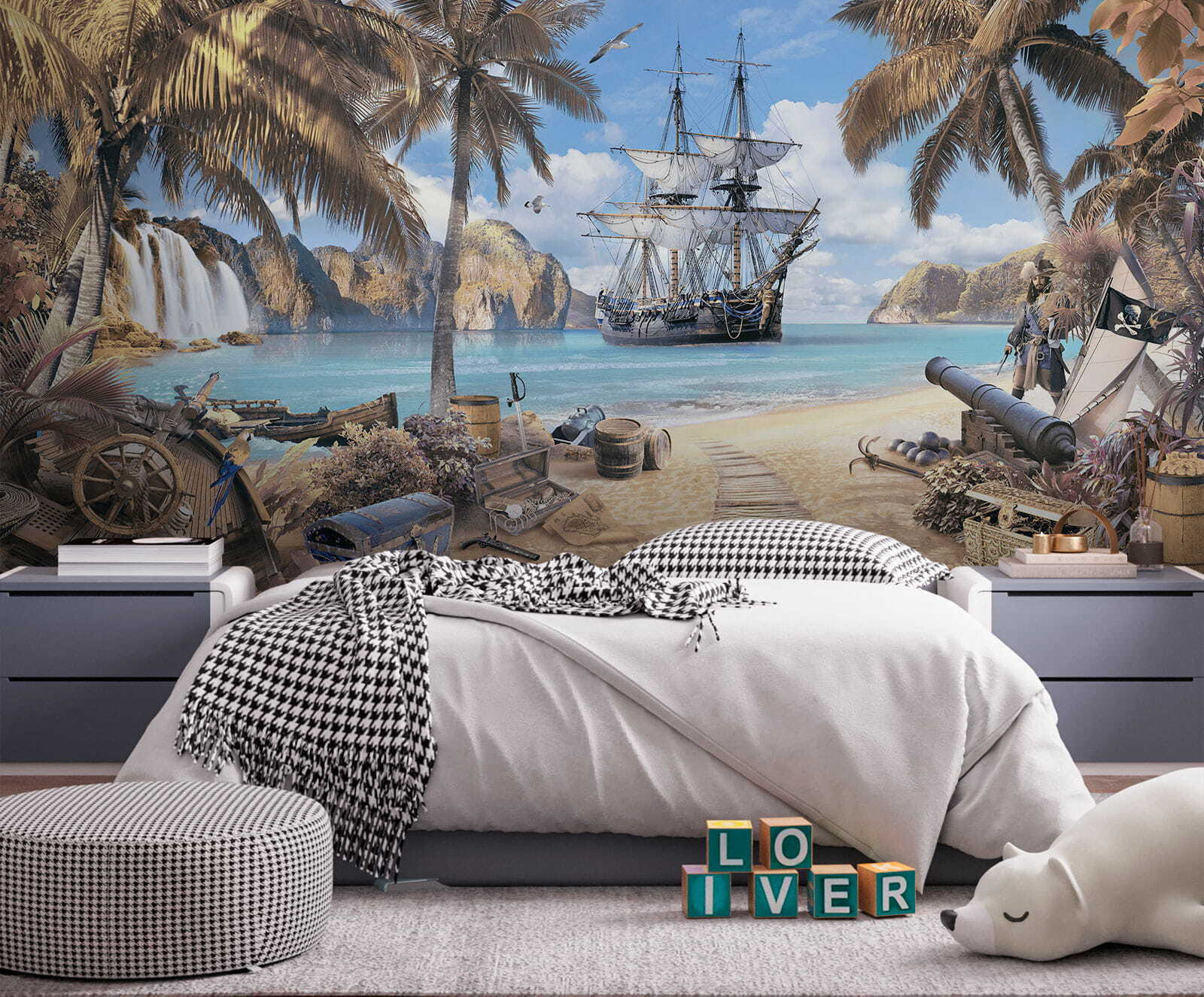 Wall murals Pirate ship on a beach : u62419 - Tapeko.ie