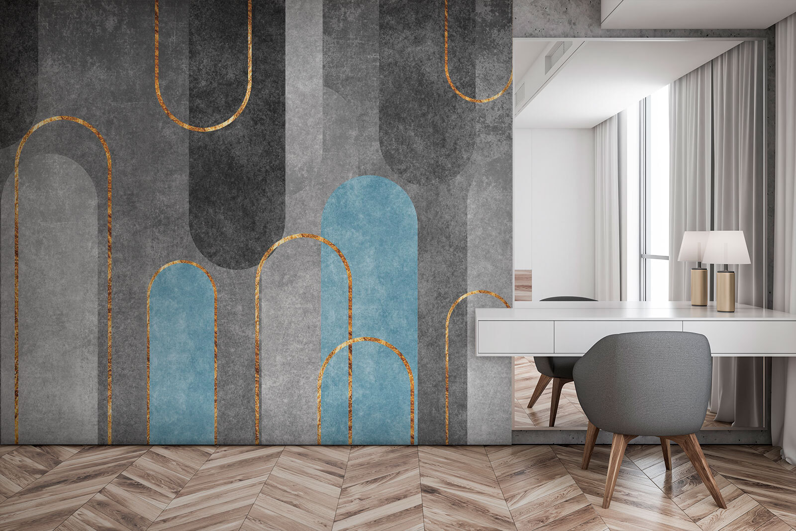 Wall murals Abstract shapes in muted tones. : u74069 - Tapeko.ie