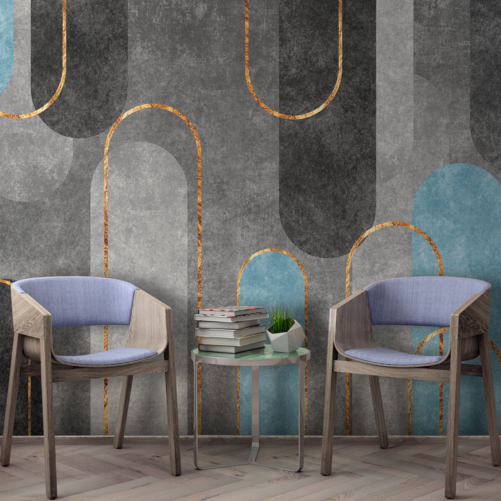 Wall murals Abstract shapes in muted tones. : u74069 - Tapeko.ie